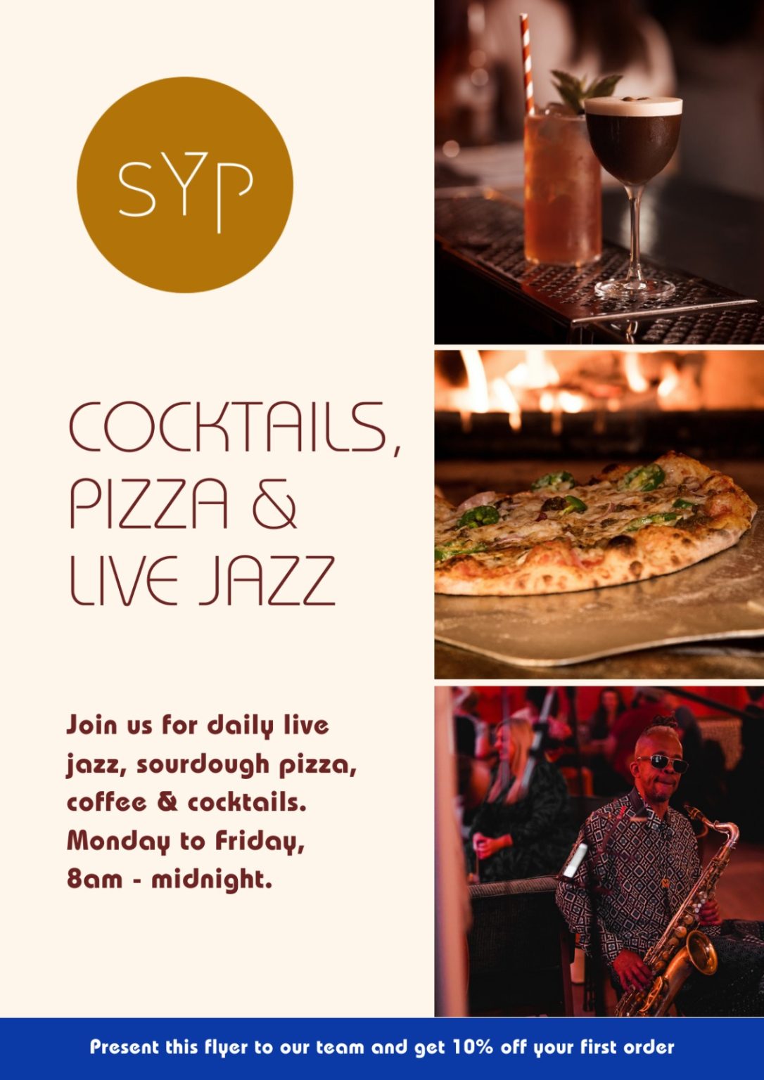 Present one of these flyers at sYp and receive 10% off your first order.