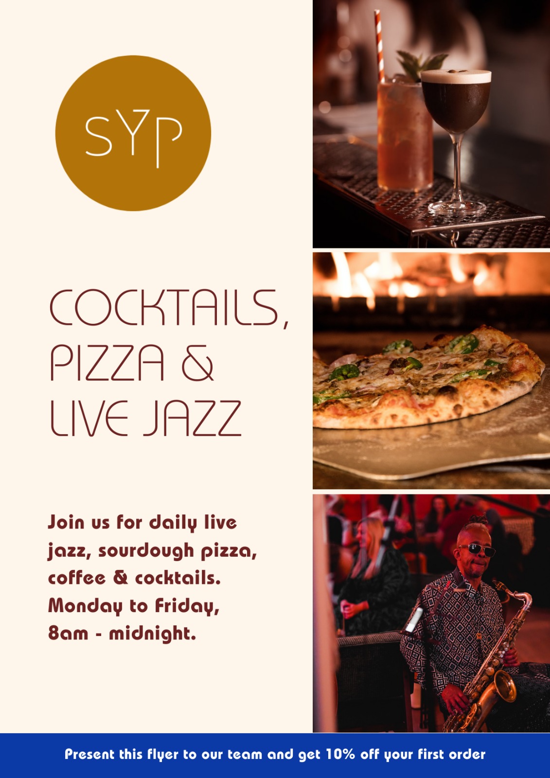 Present one of these flyers at sYp and receive 10% off your first order.